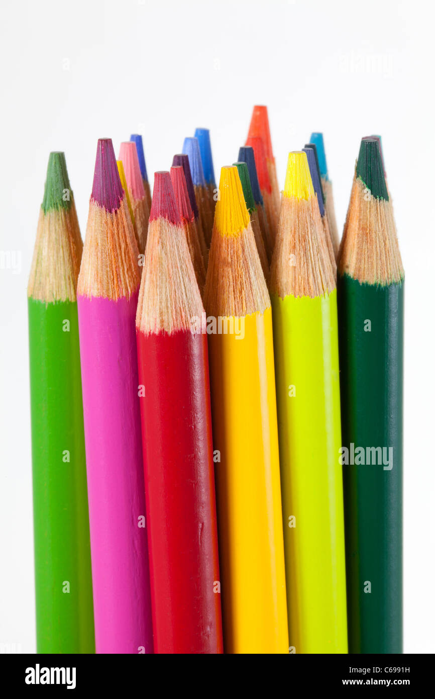 A group of crayons against white Stock Photo - Alamy