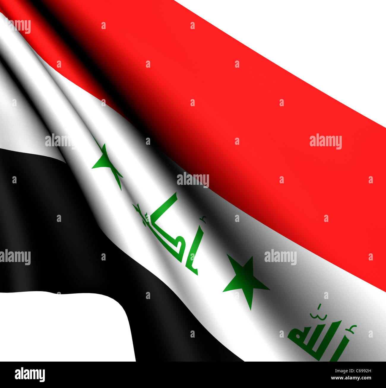 Flag of Iraq against white background. Close up Stock Photo - Alamy