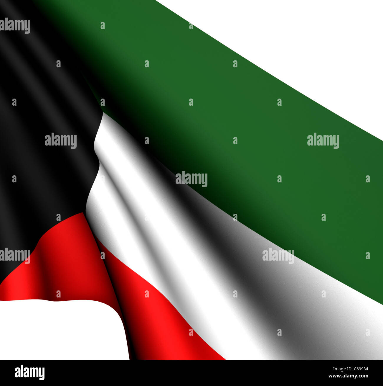 Flag of Kuwait against white background. Close up Stock Photo - Alamy