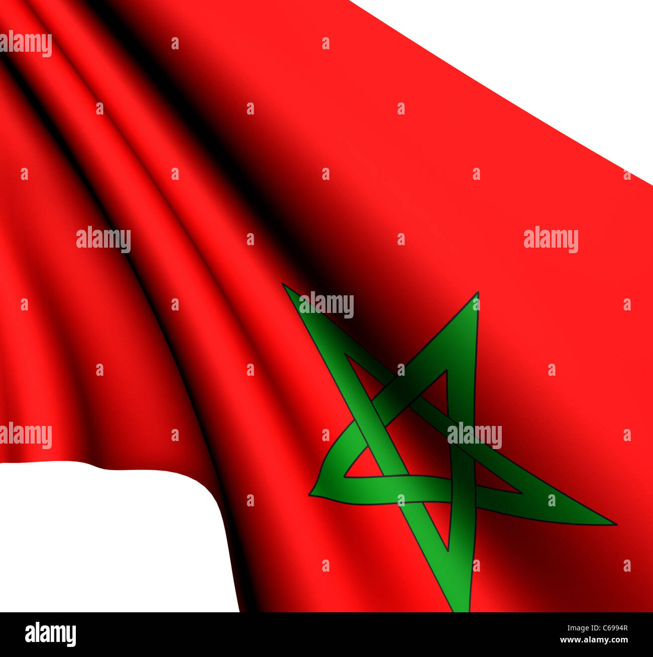 Flag of Morocco against white background. Close up Stock Photo - Alamy
