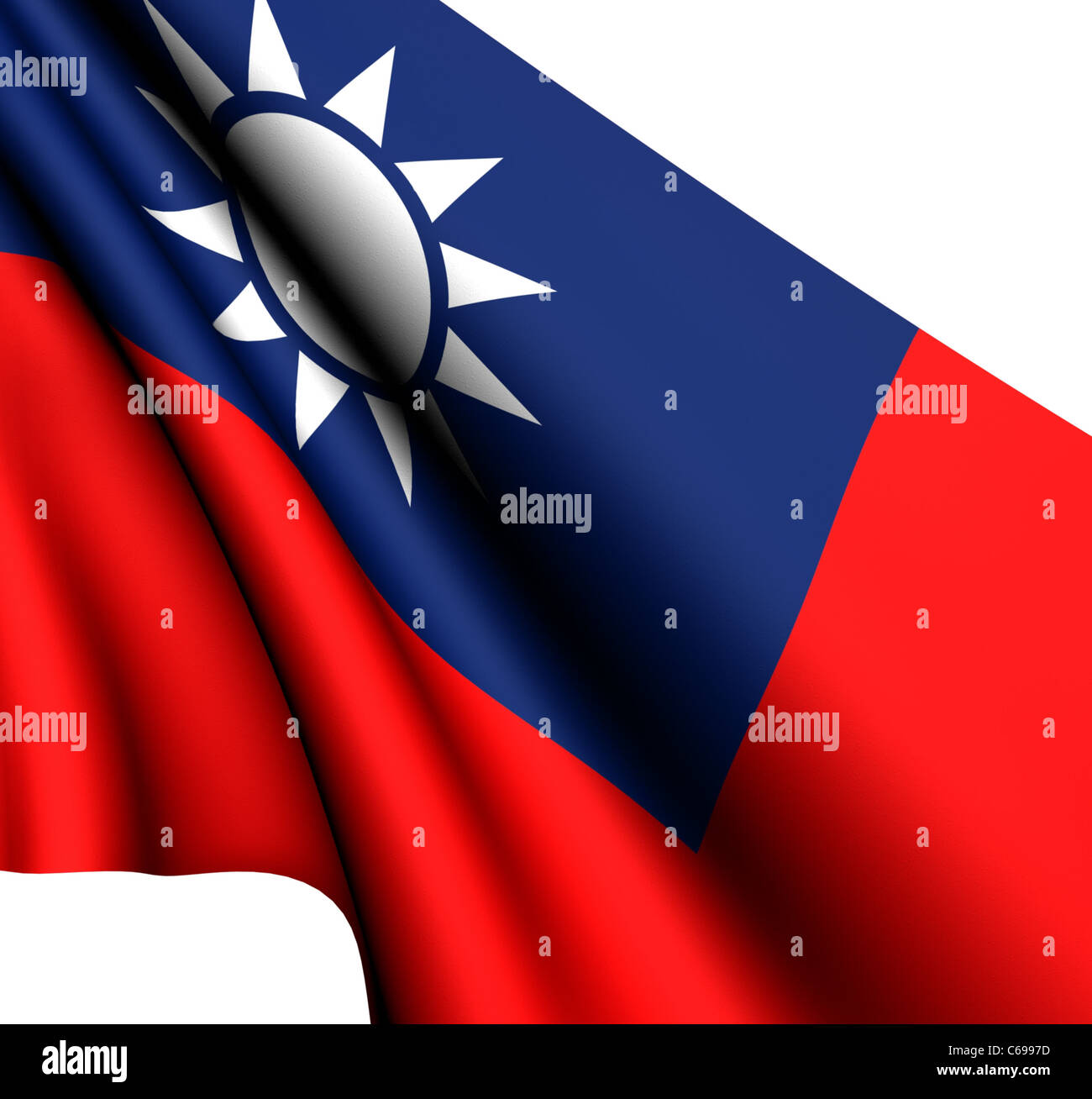 Flag of Taiwan against white background. Close up Stock Photo - Alamy