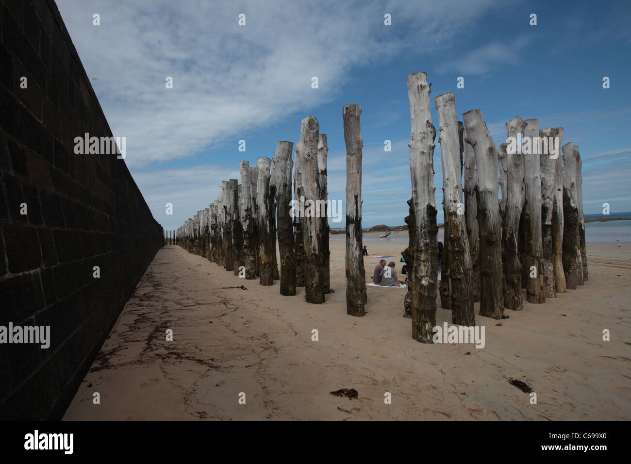 sea wall timber defence, st malo, brittany, france Stock Photo - Alamy