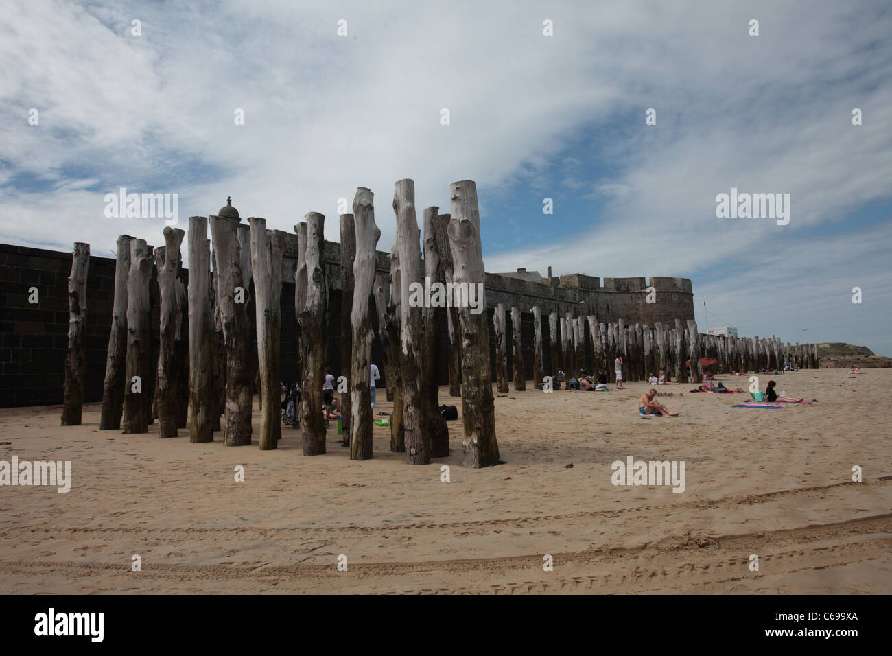 sea wall timber defence, st malo, brittany, france Stock Photo - Alamy