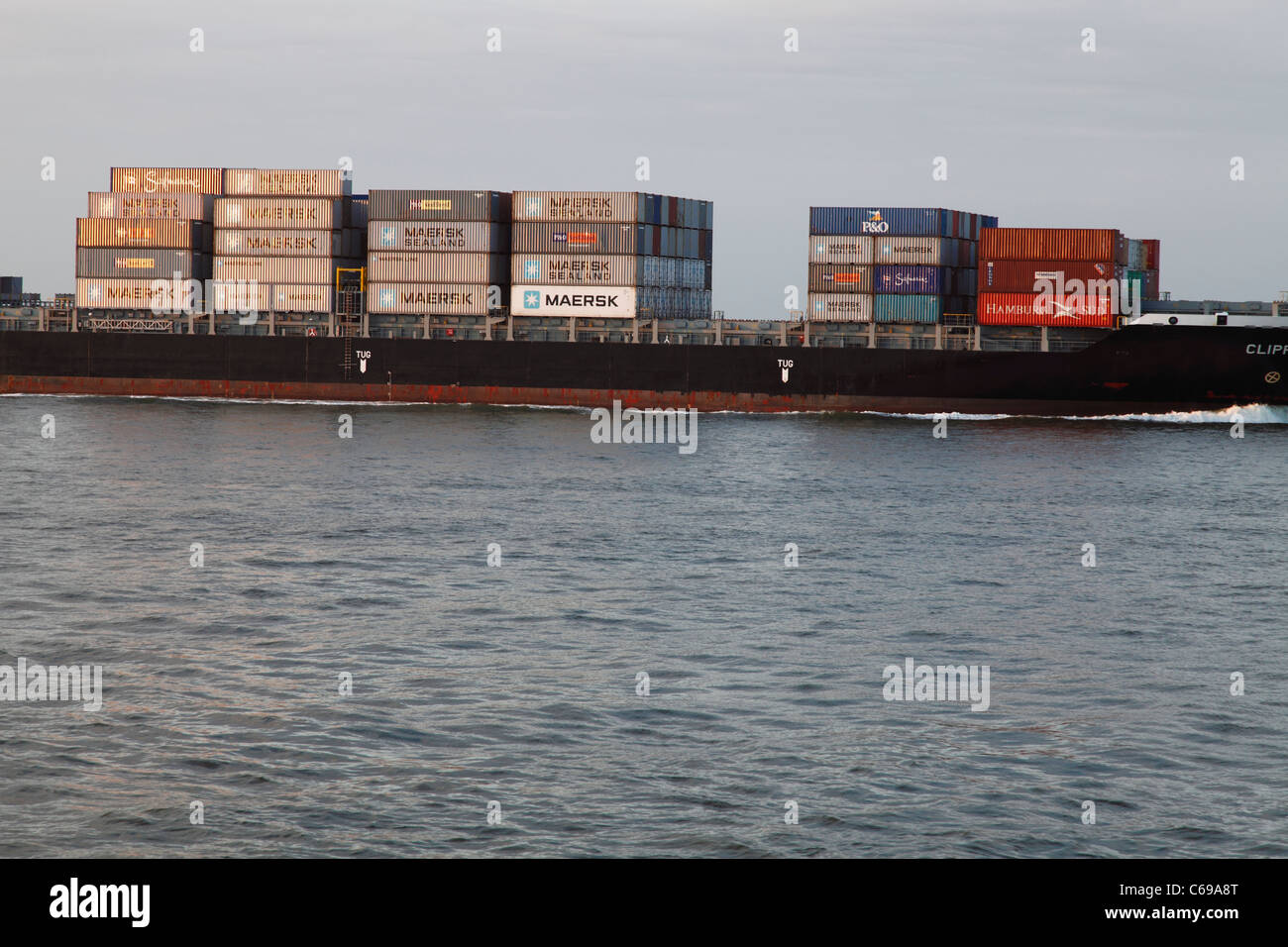 Container ship on North Sea near Cuxhaven Stock Photo - Alamy