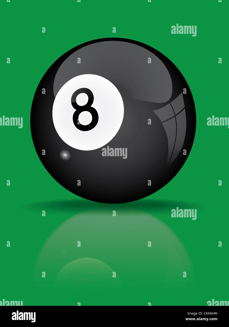 black billiard ball with reflection vector illustration Stock Photo - Alamy
