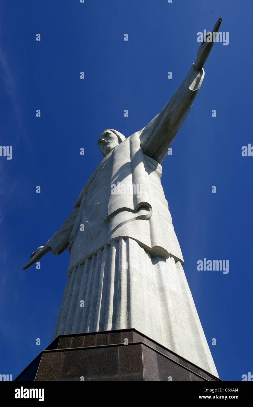 A statue of Christ Redeemer on Corcovado in Rio de Janeiro, Brazil ...