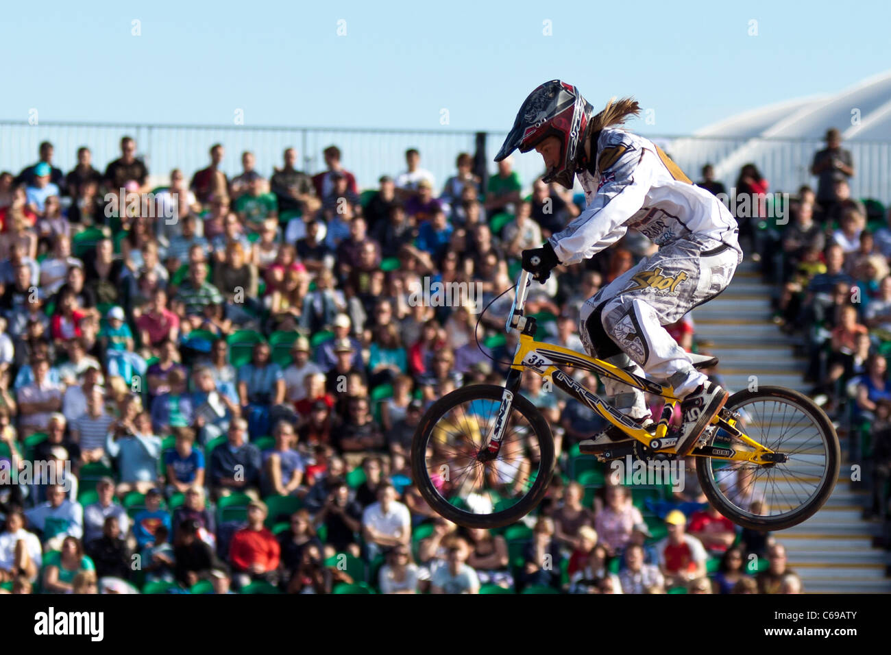 Abbie TAYLOR (No.38) of Great Britain, The UCI BMX Supercross World Cup ...