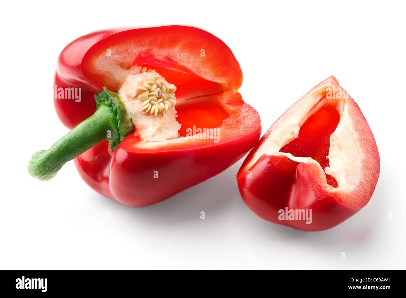 Sliced pepper with one-quarter isolated on white background Stock Photo ...