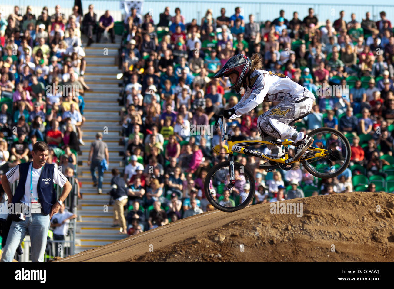 Abbie TAYLOR (No.38) of Great Britain, The UCI BMX Supercross World Cup ...