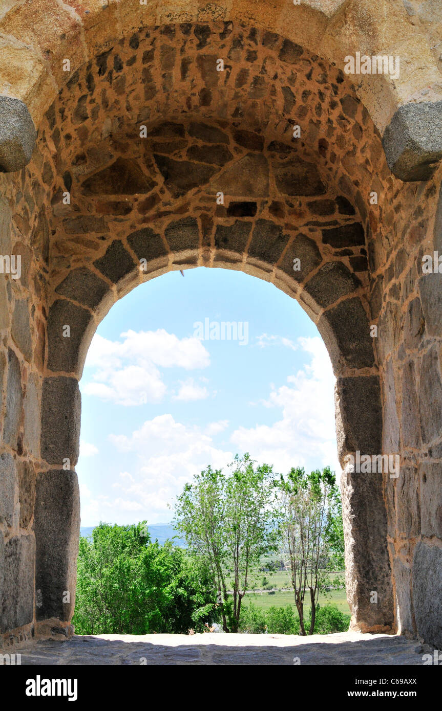 Medieval Archway Looking Outwards from Inside the Walls of Avila, Spain ...