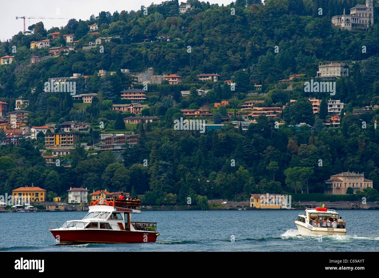 boats on como lake in italy Stock Photo - Alamy