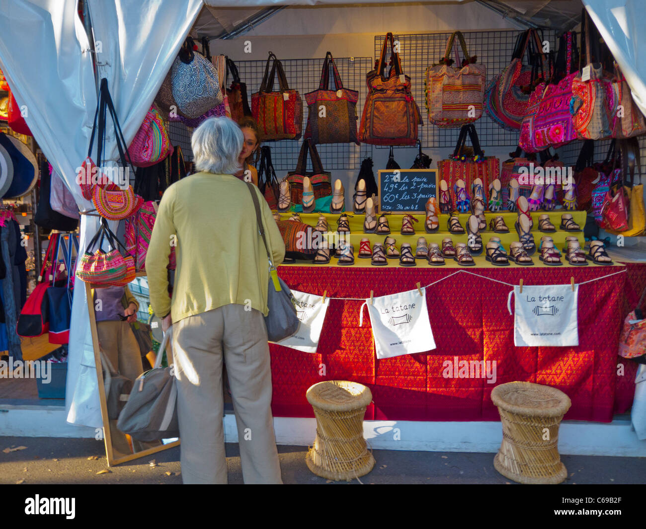Paris, France, Woman Holiday Shopping in Russian Gift Shop in Street ...