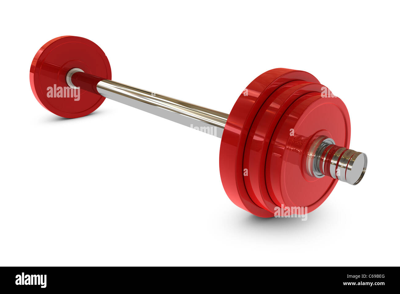 Red barbell weight on white background in 3d Stock Photo - Alamy
