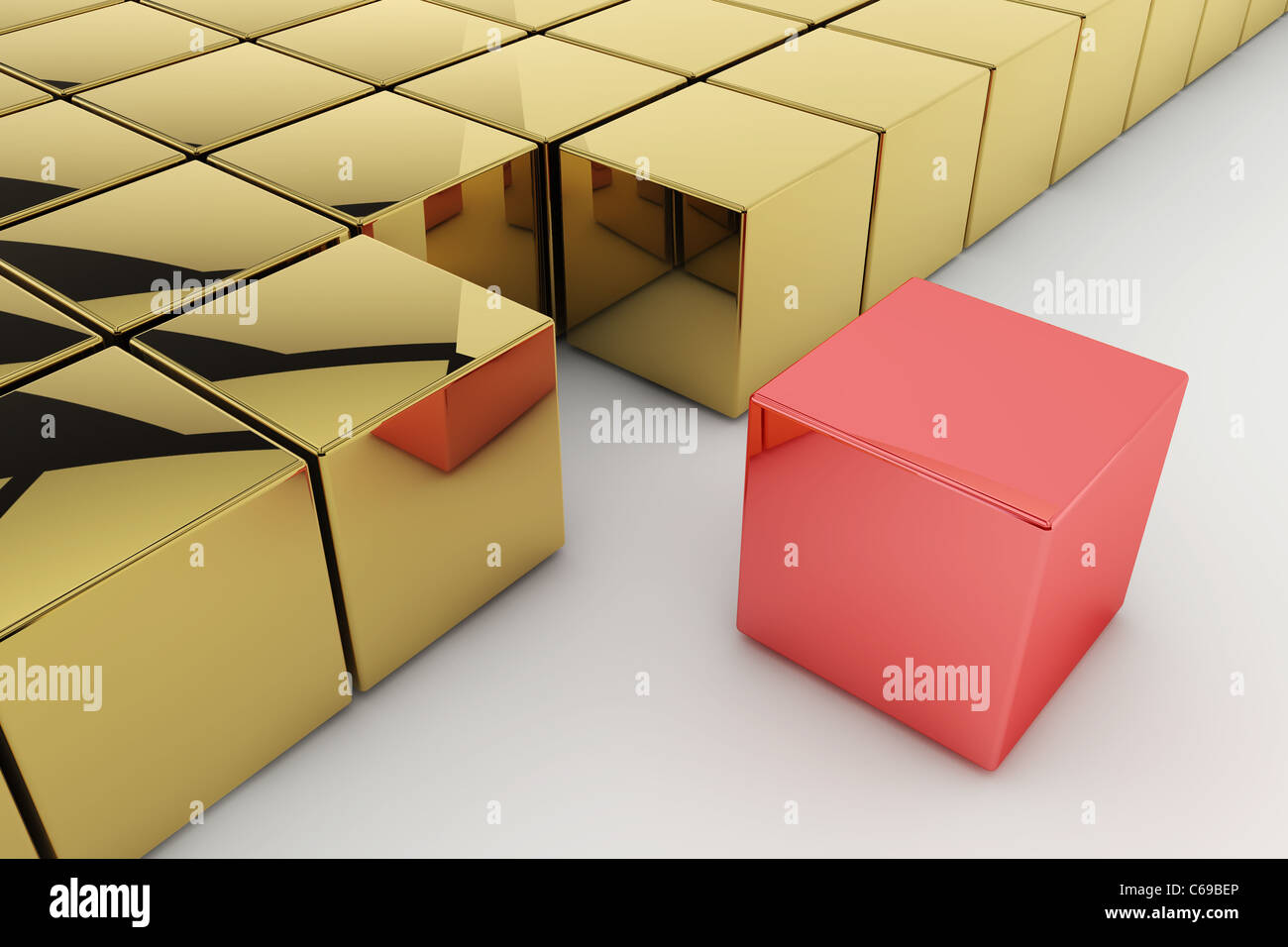 Abstract golden cubes red cube hi-res stock photography and images - Alamy