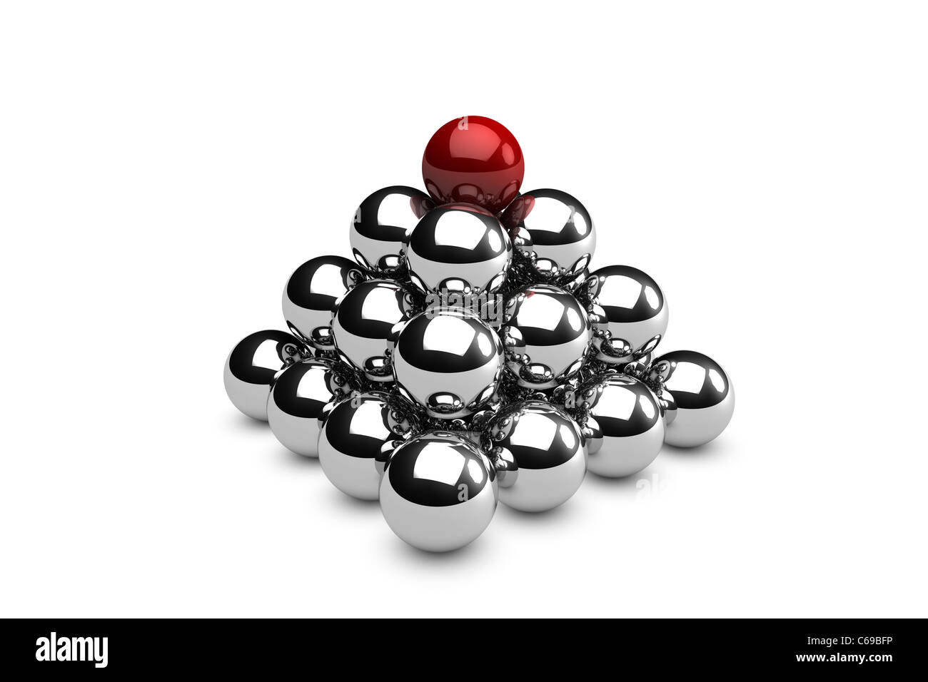 Pyramid of spheres and one red sphere Stock Photo - Alamy