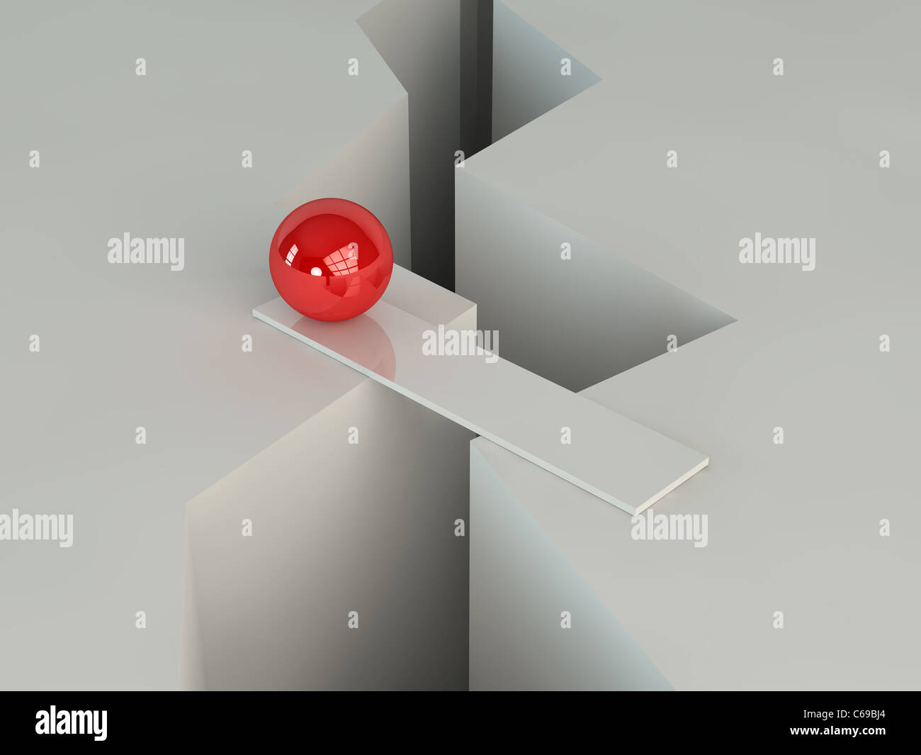 A red sphere crossing a cracked surface Stock Photo - Alamy
