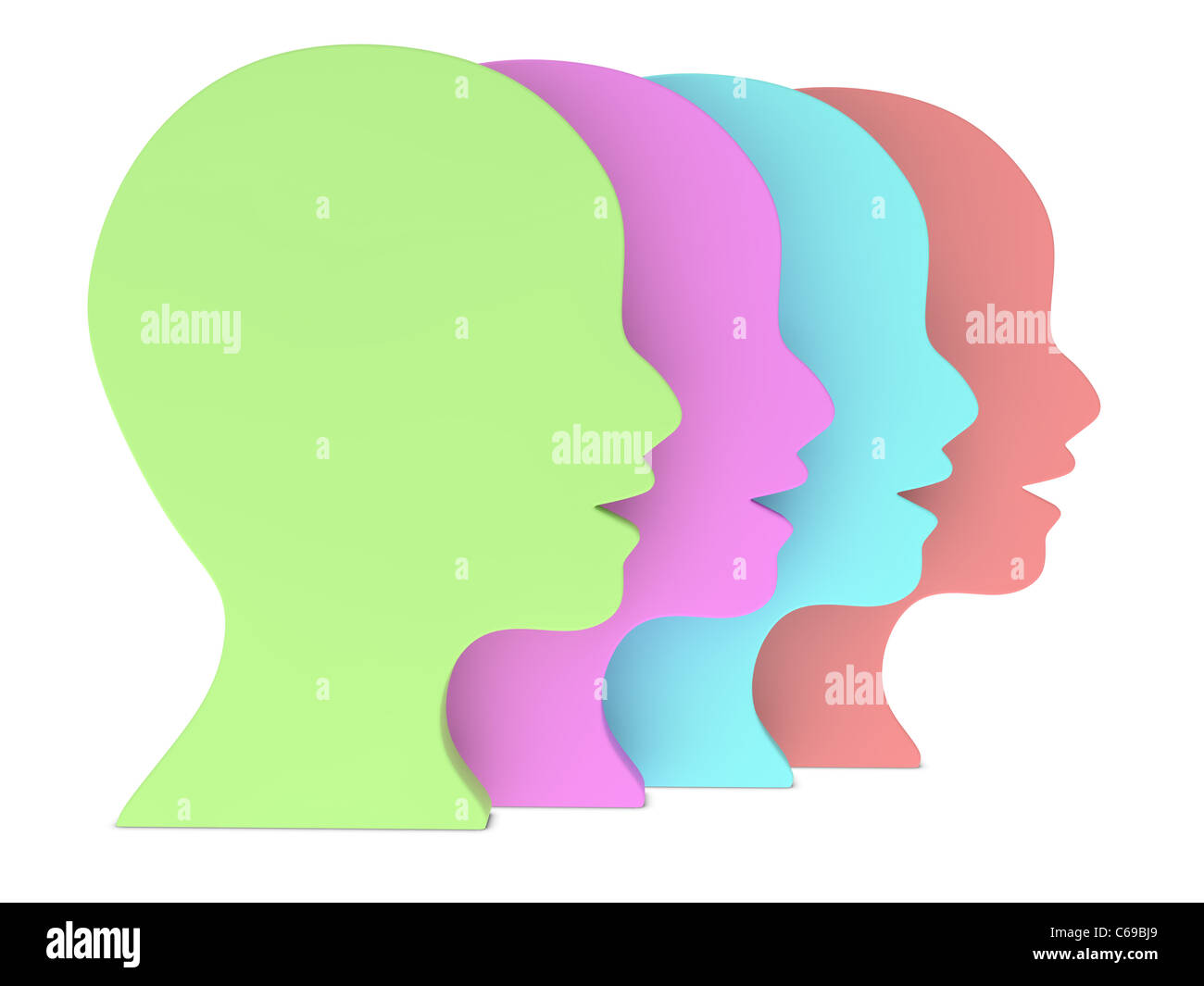 Abstract 3d illustration of different color faces Stock Photo - Alamy