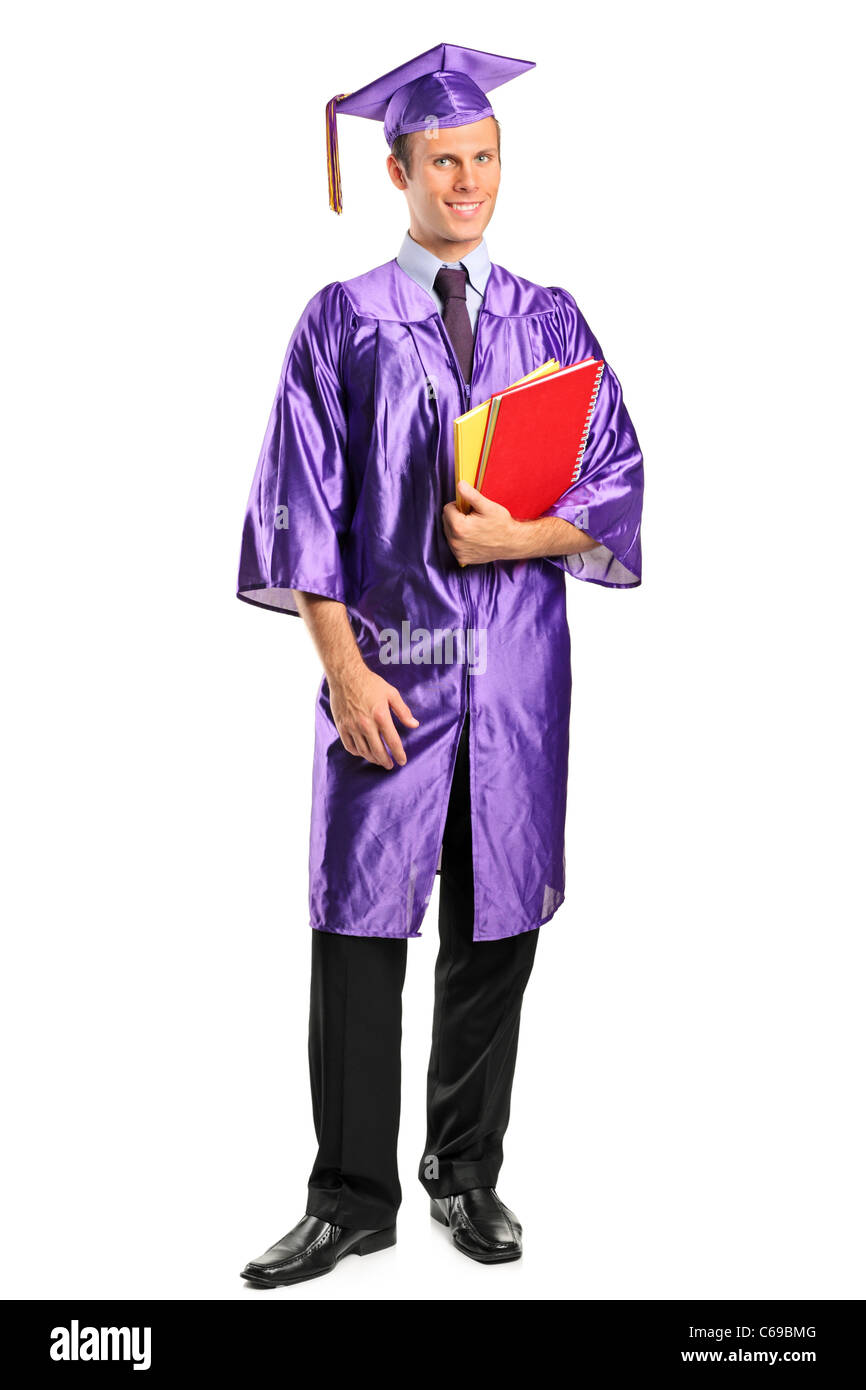 Full length portrait of a graduate student holding books Stock Photo ...