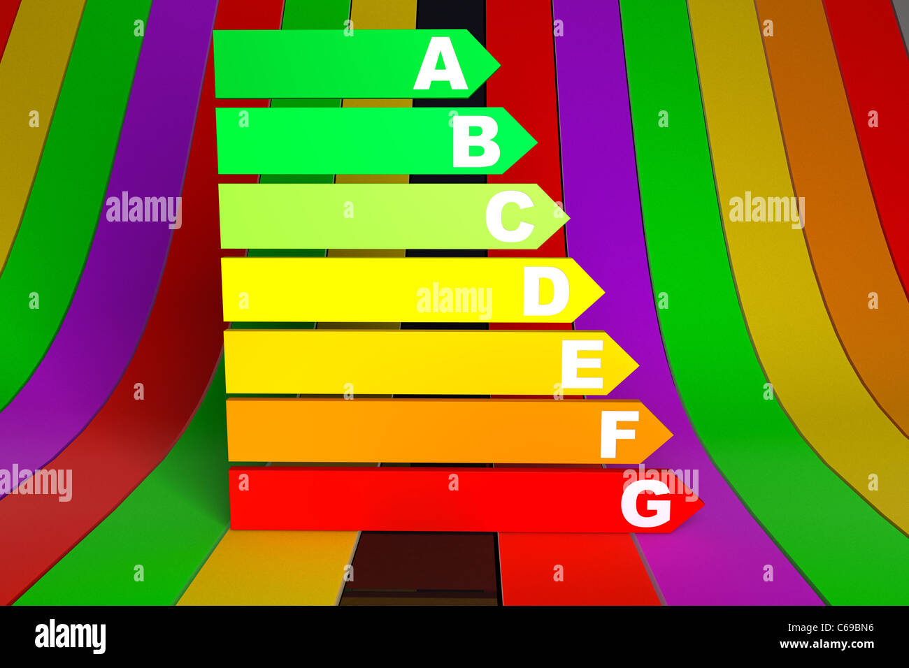 Energy efficiency scale on colorful background Stock Photo - Alamy