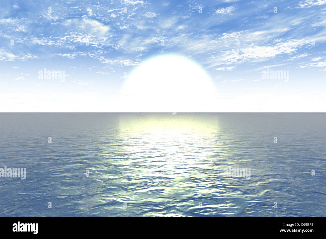 3d rendered sunrise with clouds and sea Stock Photo - Alamy