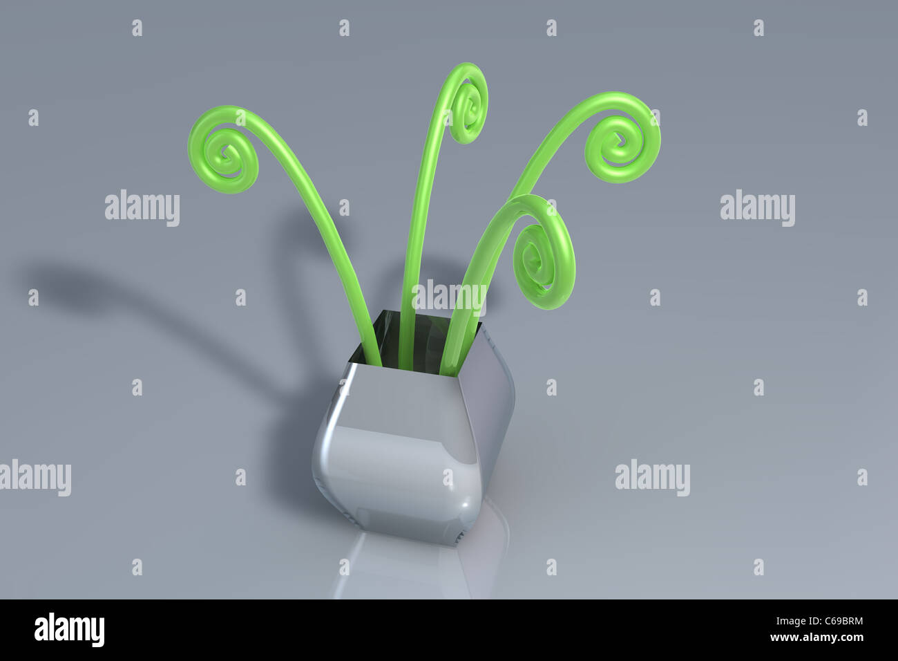 Chrome flower vase in 3d Stock Photo - Alamy