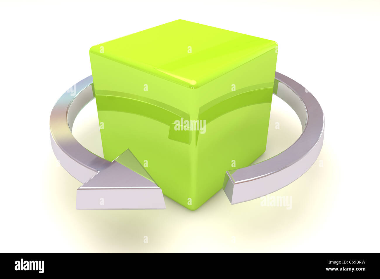 3d render green cube with a arrow Stock Photo - Alamy