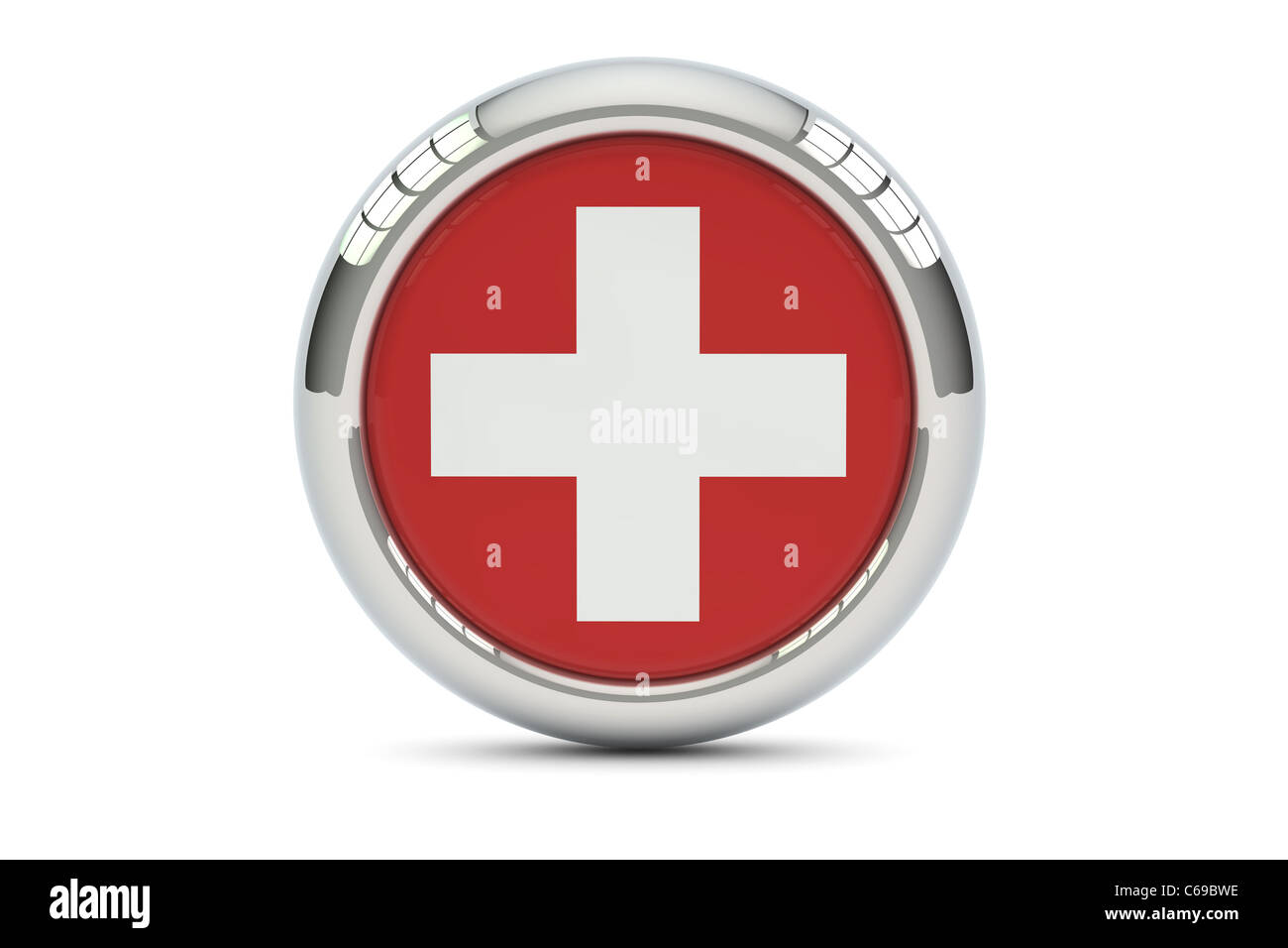 First aid button isolated on white background Stock Photo - Alamy