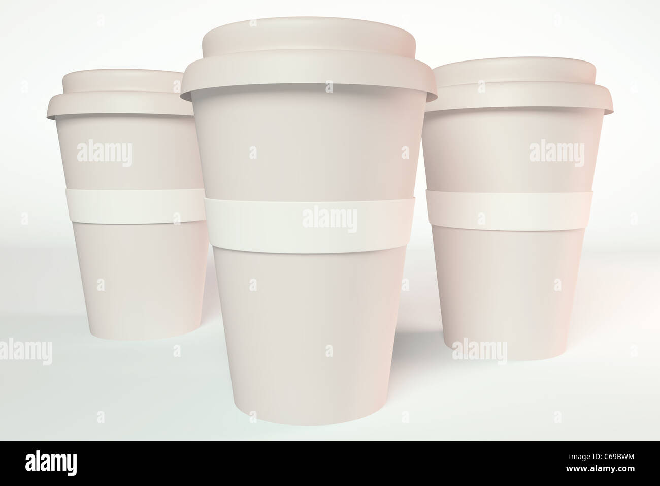 3d render of three paper coffee cup Stock Photo - Alamy