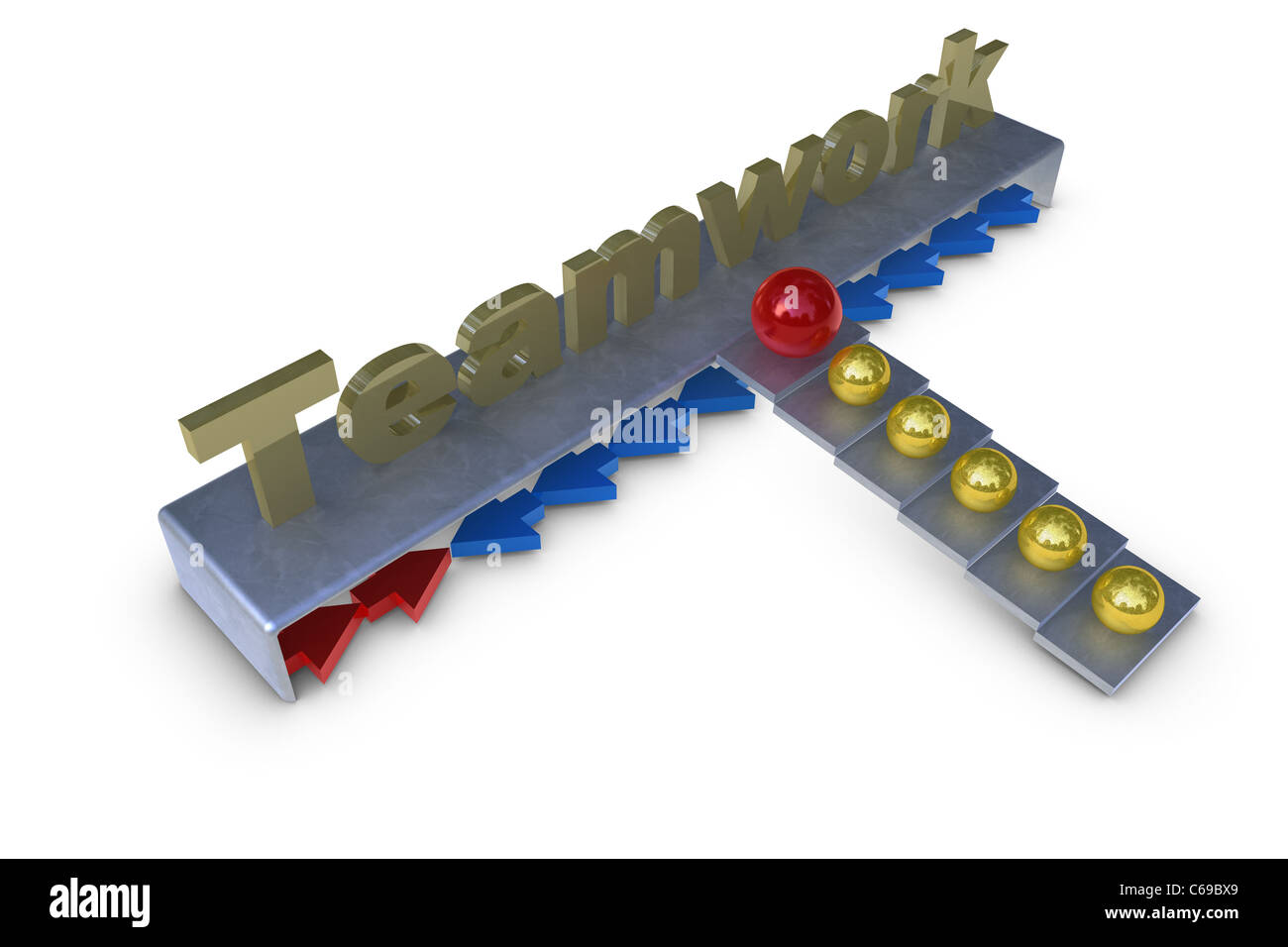 Teamwork word written in gold with red and gold spheres Stock Photo - Alamy