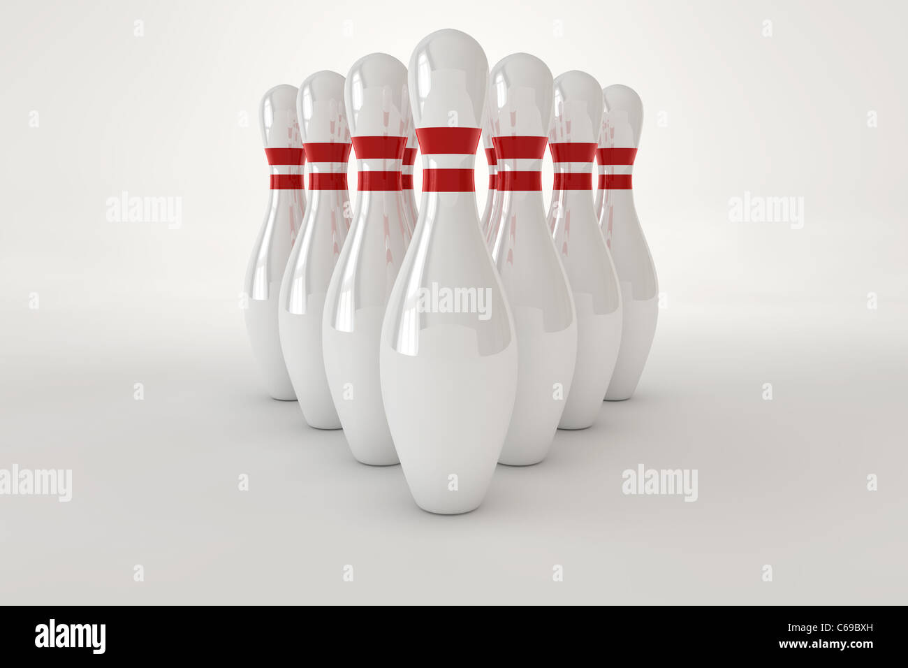3D render of a bowling pins with light at the background Stock Photo ...