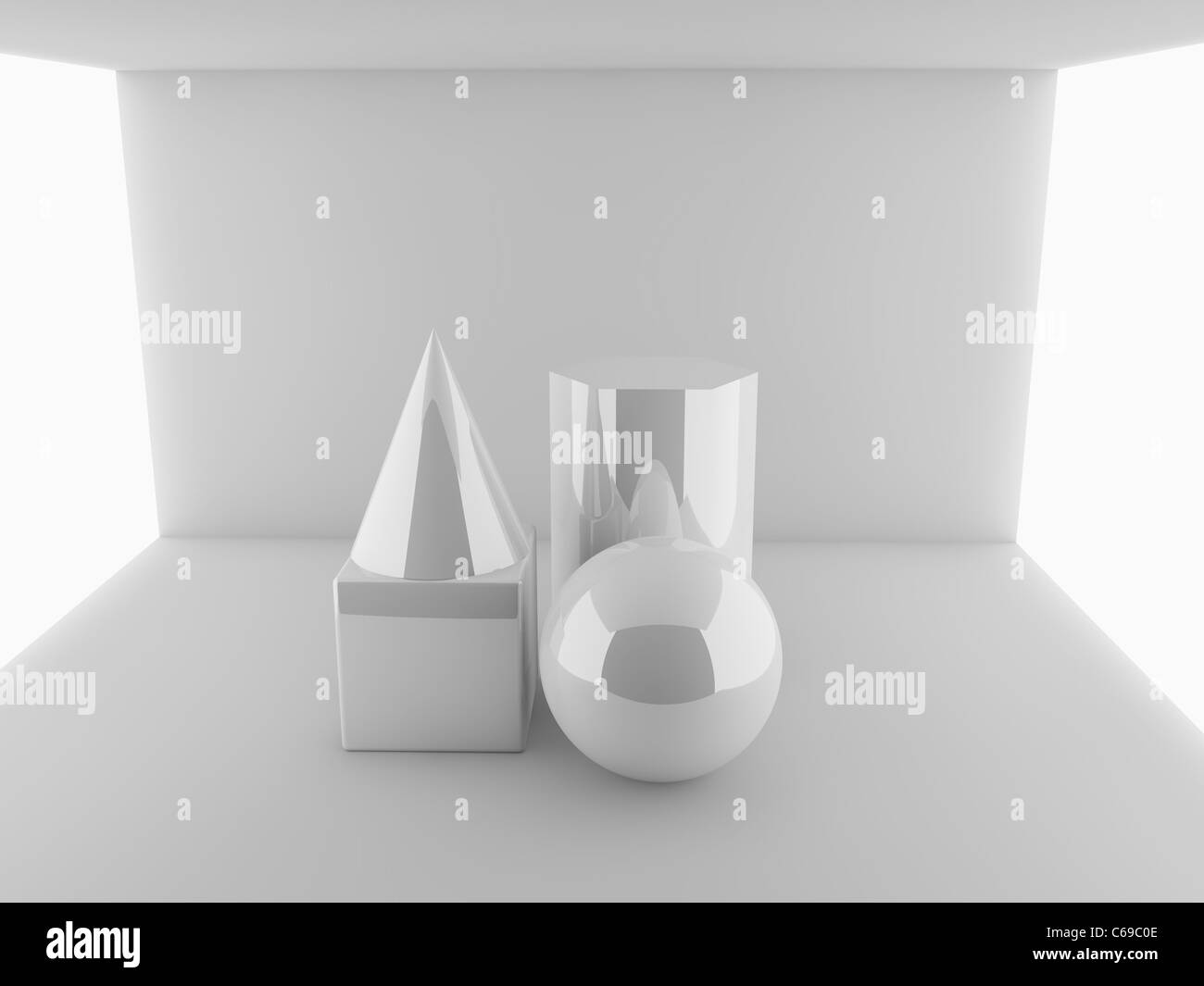 Basic geometric shapes in a room with light Stock Photo - Alamy