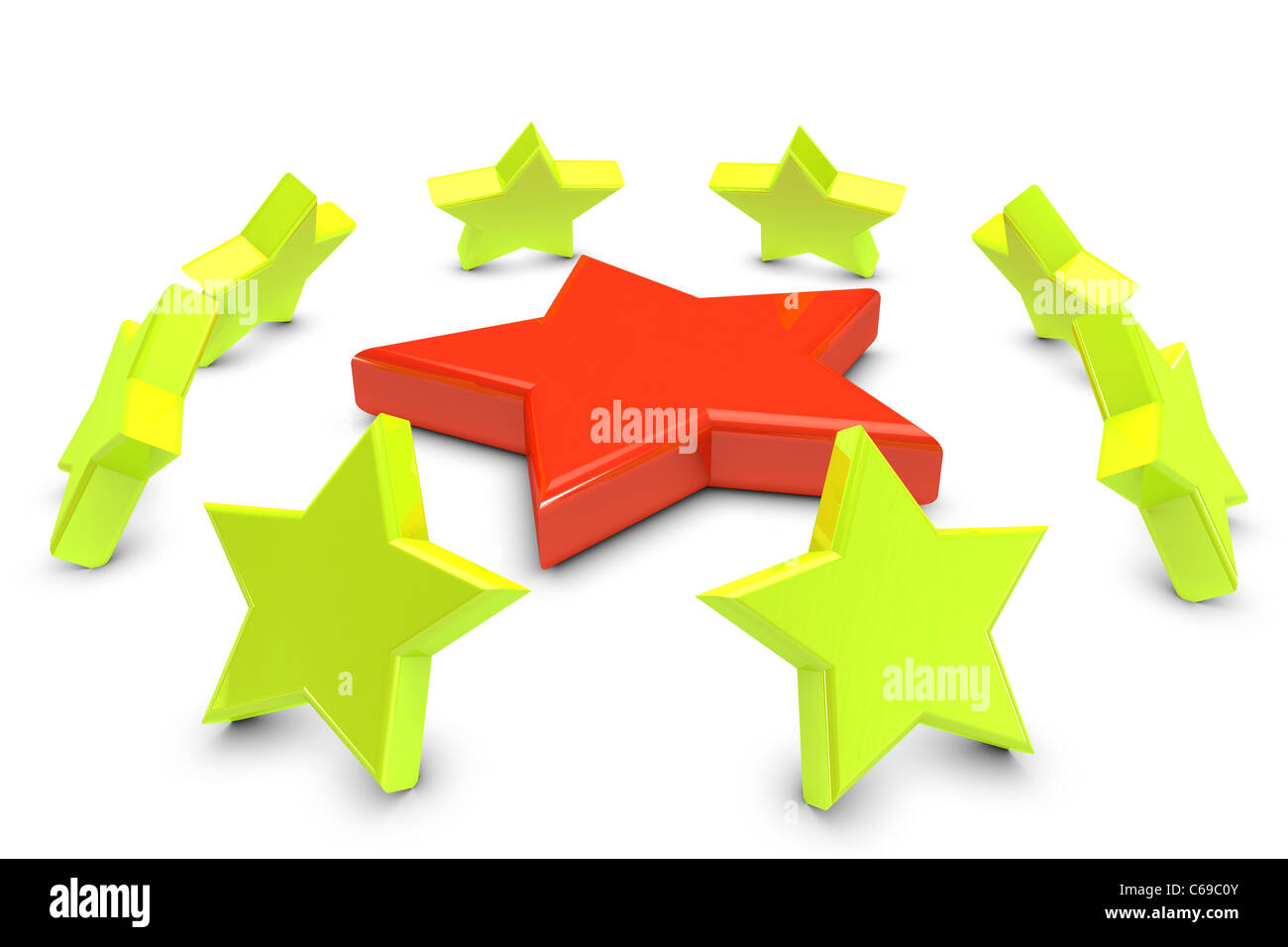 3D render of green and big red star at center Stock Photo - Alamy