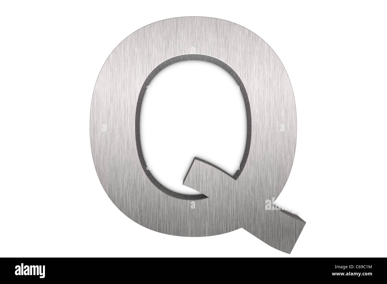 Brushed metal letter Q on white background Stock Photo - Alamy