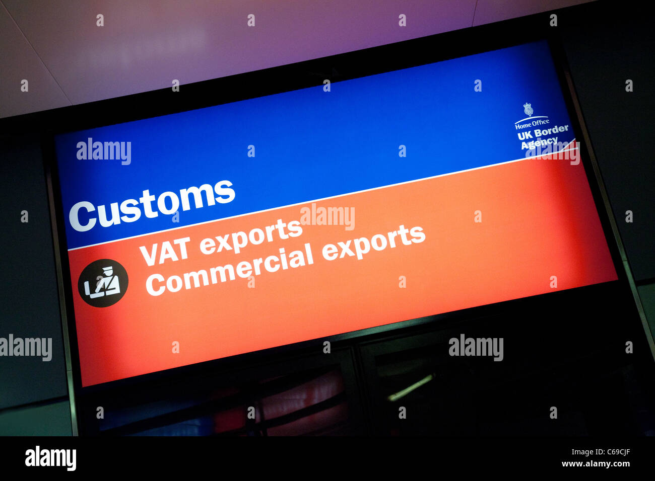 UK Border agency Customs sign , terminal 3, Heathrow airport London UK ...