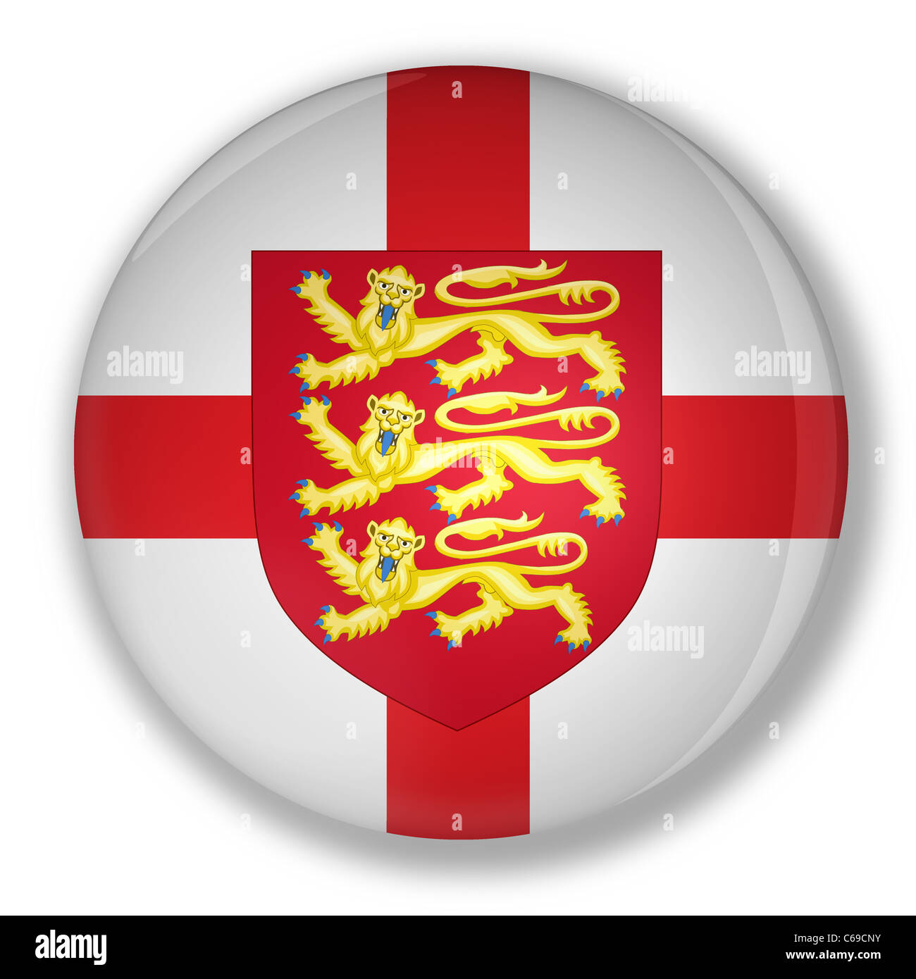 Illustration of a badge with flag and the royal coat of england with ...