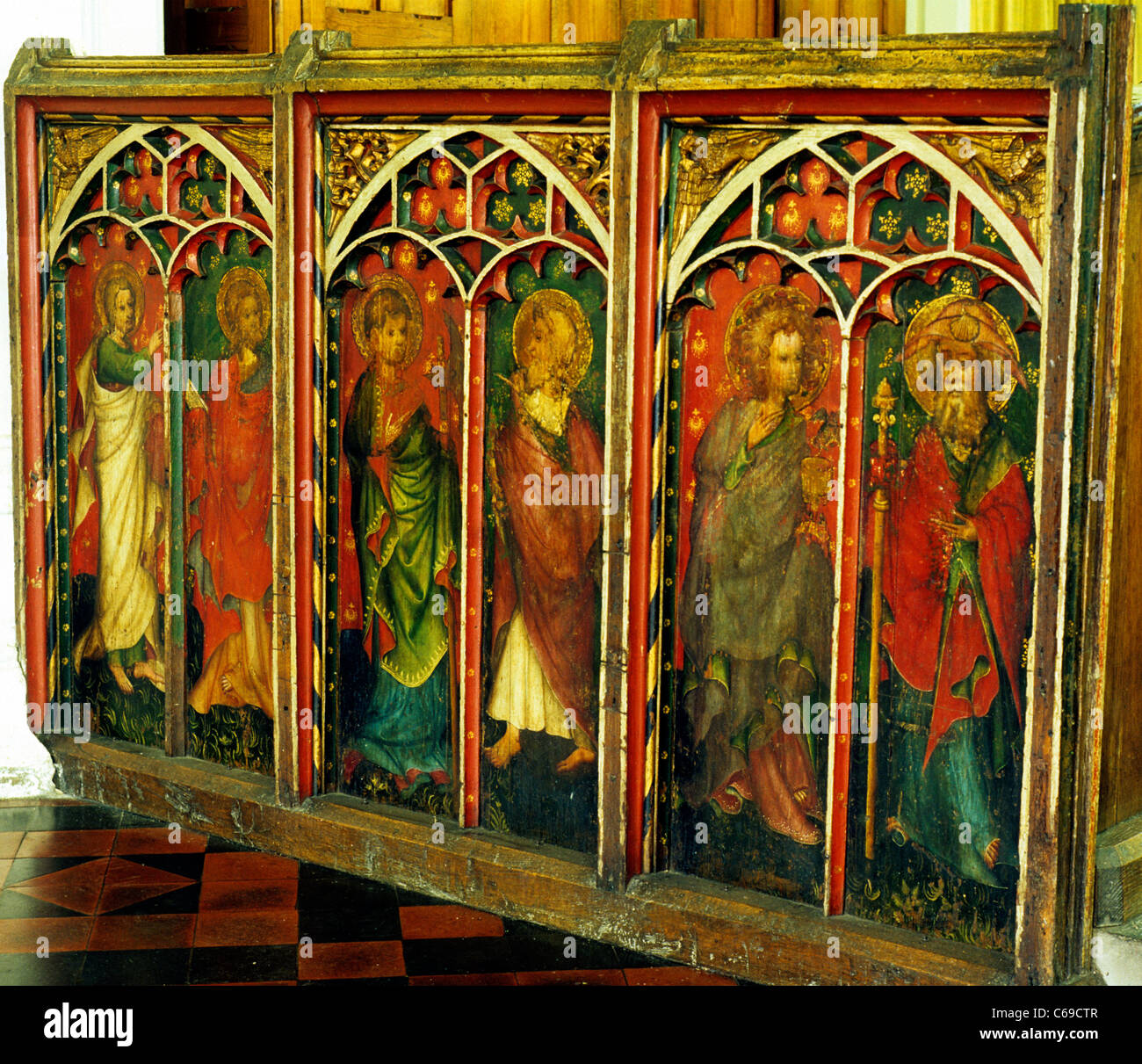 Castle Acre, Norfolk. Rood screen, North side, Saints Philip, James the ...
