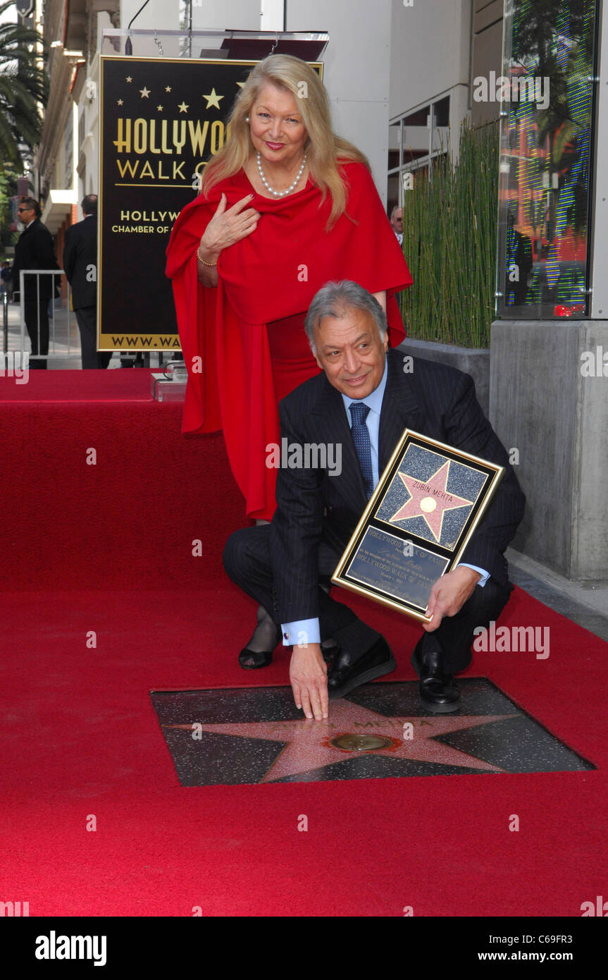 Zubin Mehta, Nancy Kovack at the induction ceremony for Star on the ...