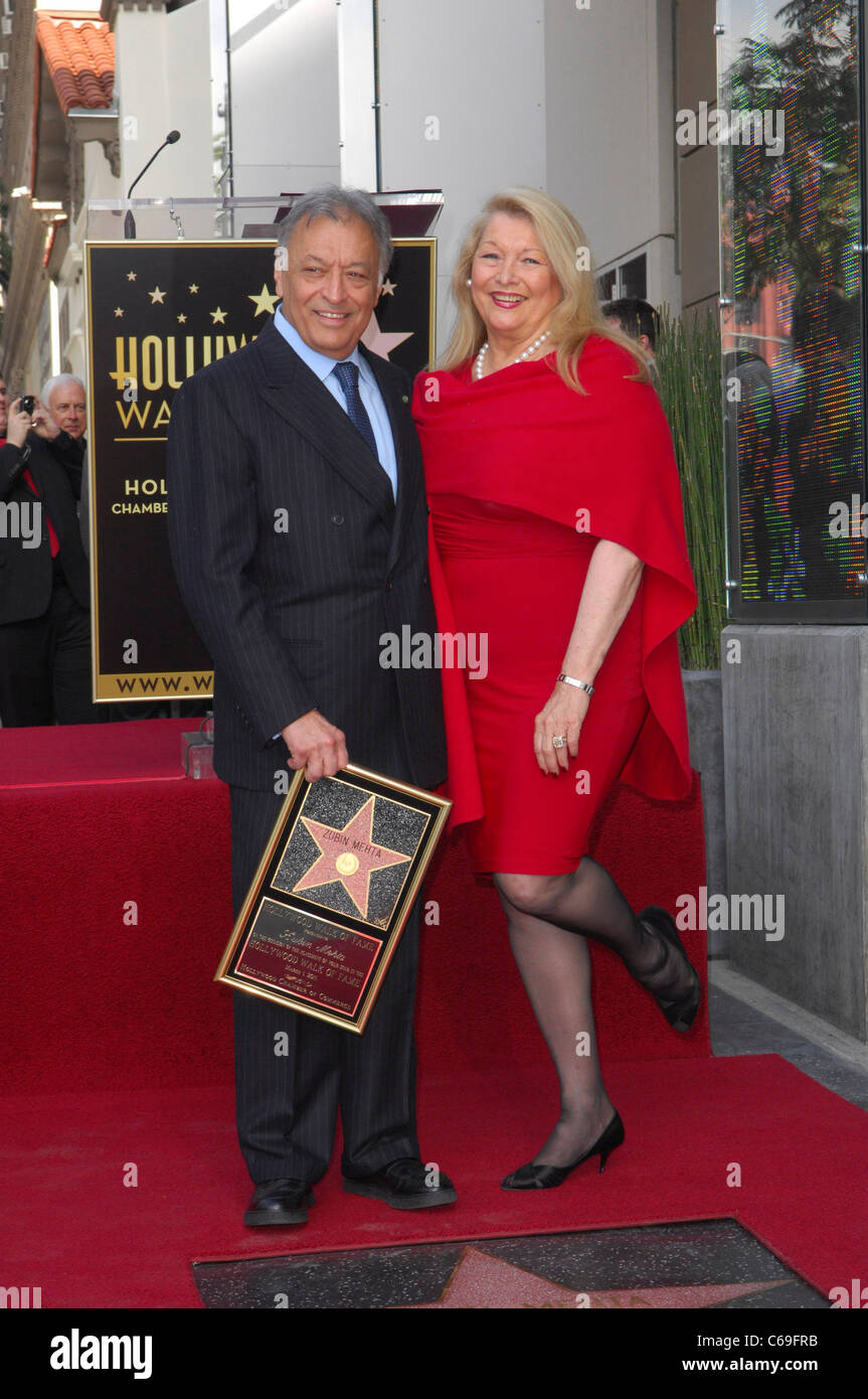 Zubin Mehta, Nancy Kovack at the induction ceremony for Star on the ...