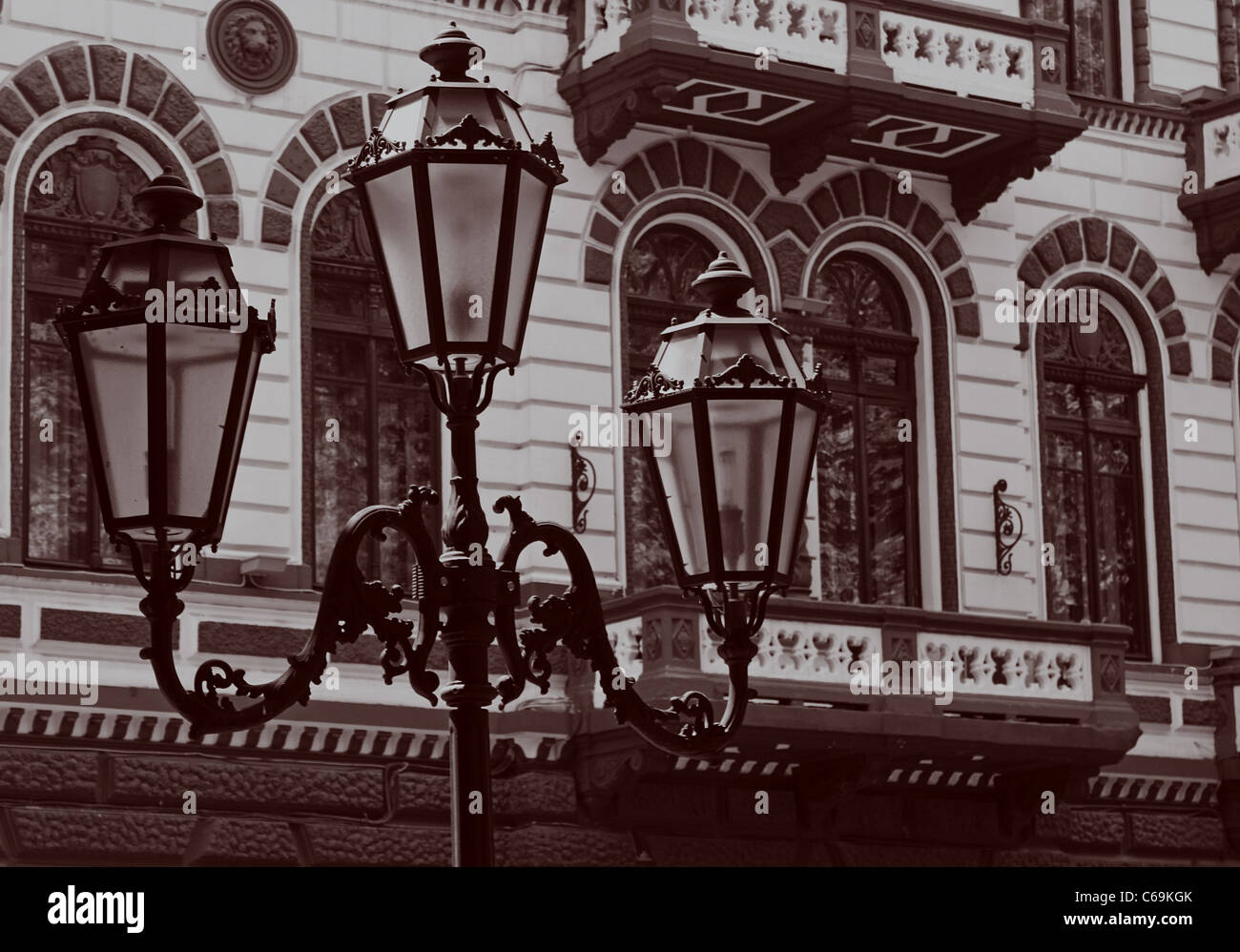 street lamp over building with modelling Stock Photo - Alamy