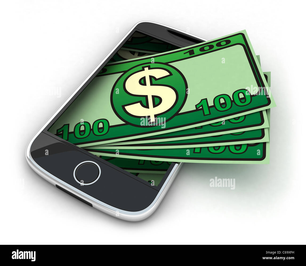 Phone and money on white background (done in 3d Stock Photo - Alamy
