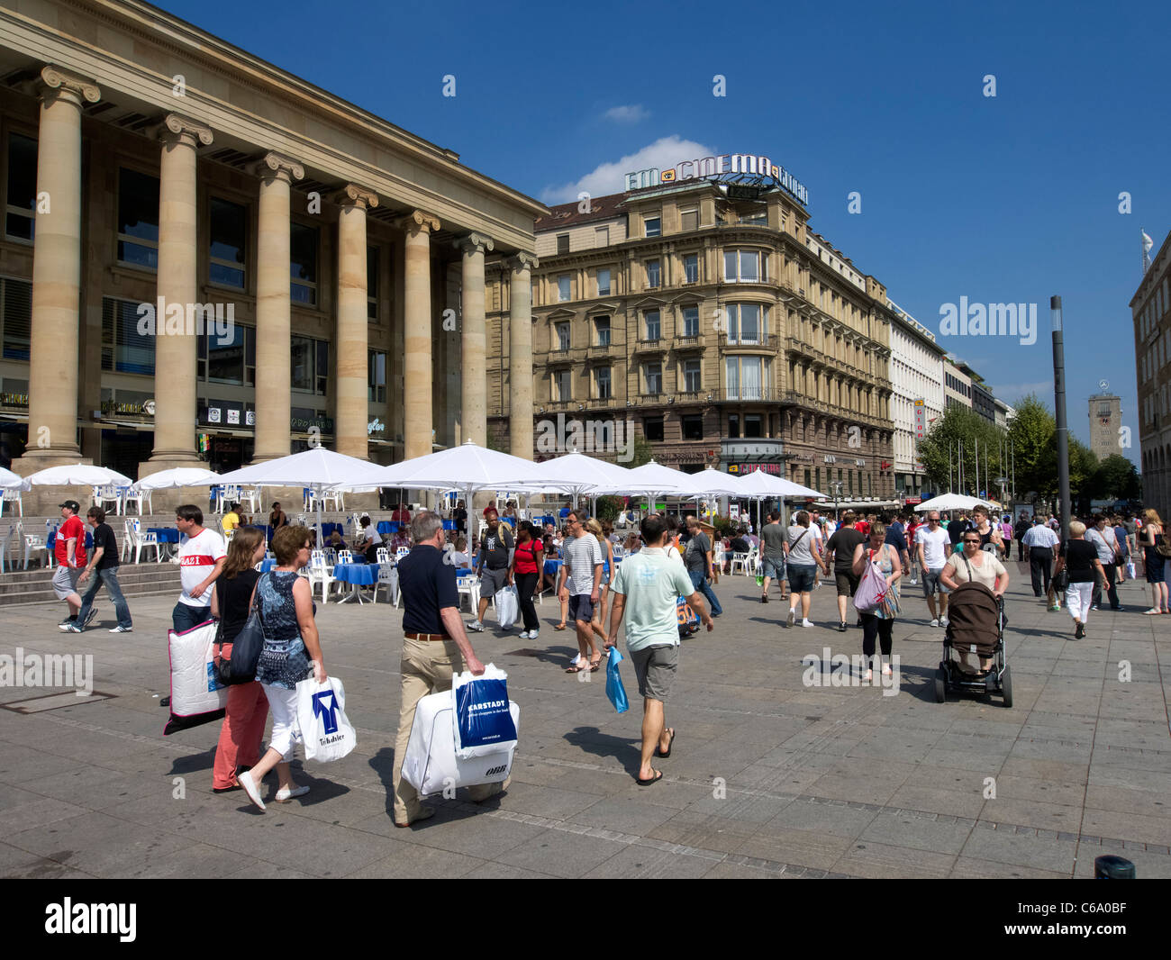 Many people walking along Konigsstrasse in Stuttgart Germany Stock ...