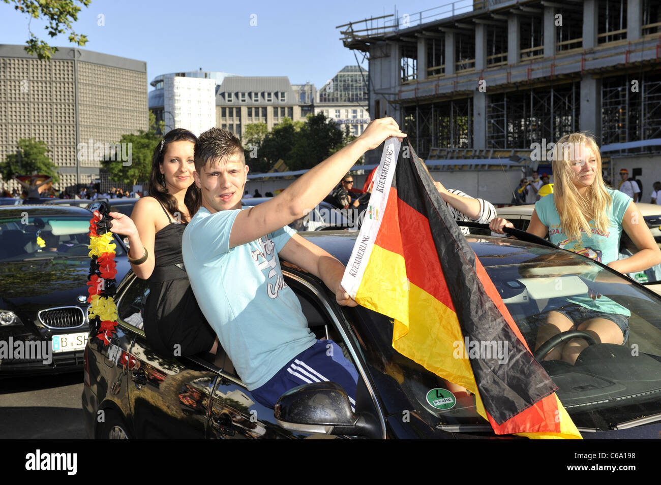 German fans celebrating the victory over England after the Soccer Cup ...