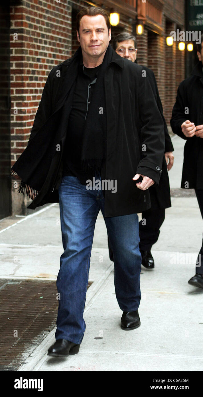 John Travolta, outside the Ed Sullivan Theater for the 'Late Show With ...