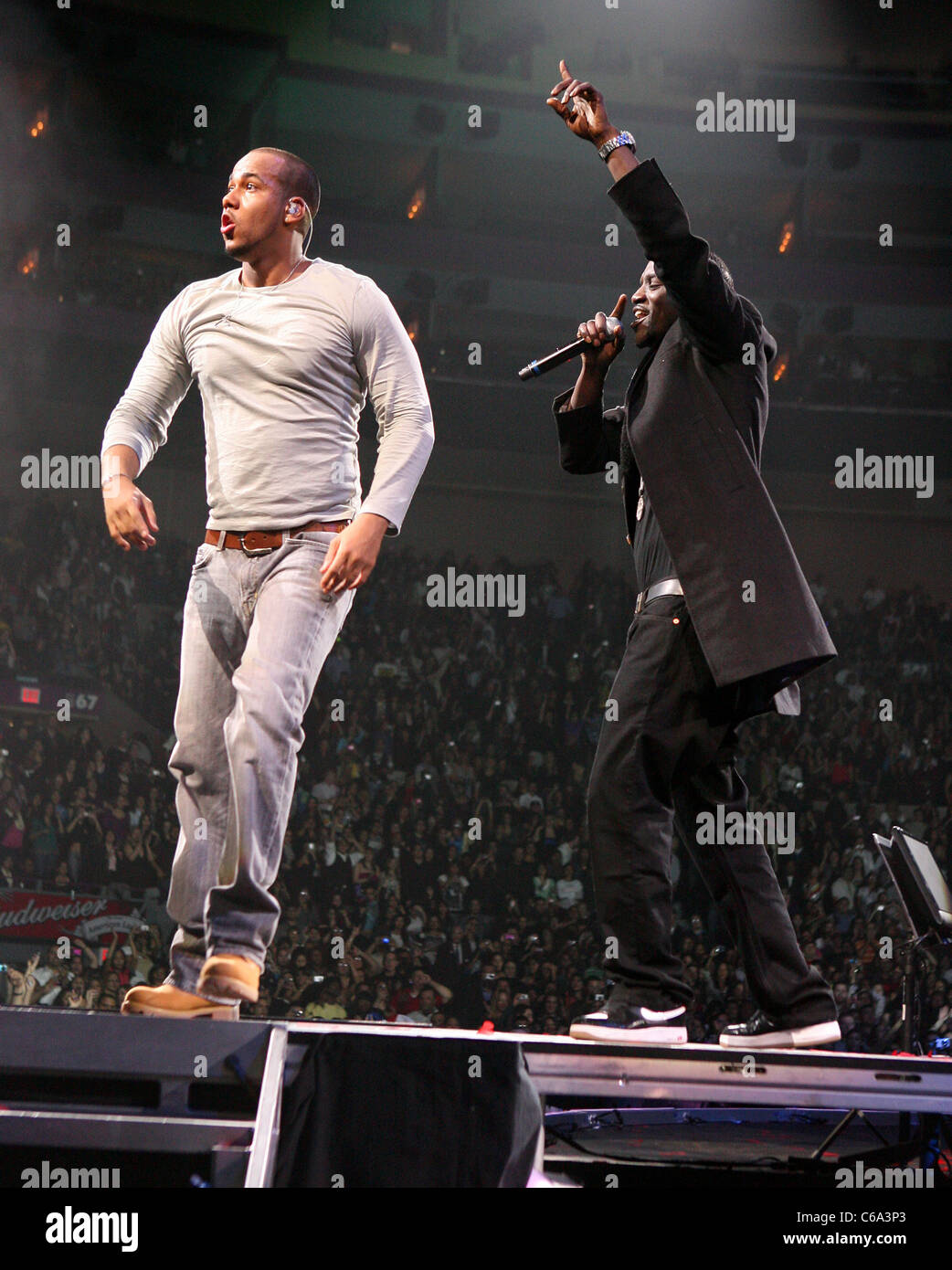 Romeo and Akon Aventura performing a sold out concert at Madison Square ...