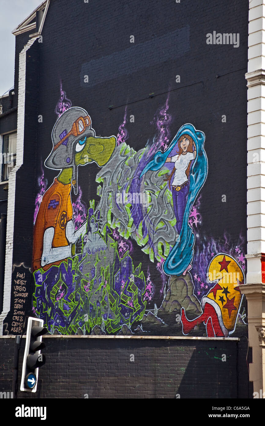 London, Highgate Hill A mural August 2011 Stock Photo - Alamy