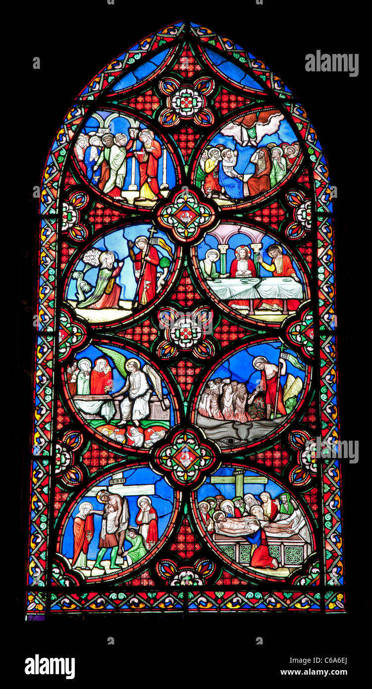 Paris - windowpane from Saint Denis gothic church Stock Photo - Alamy