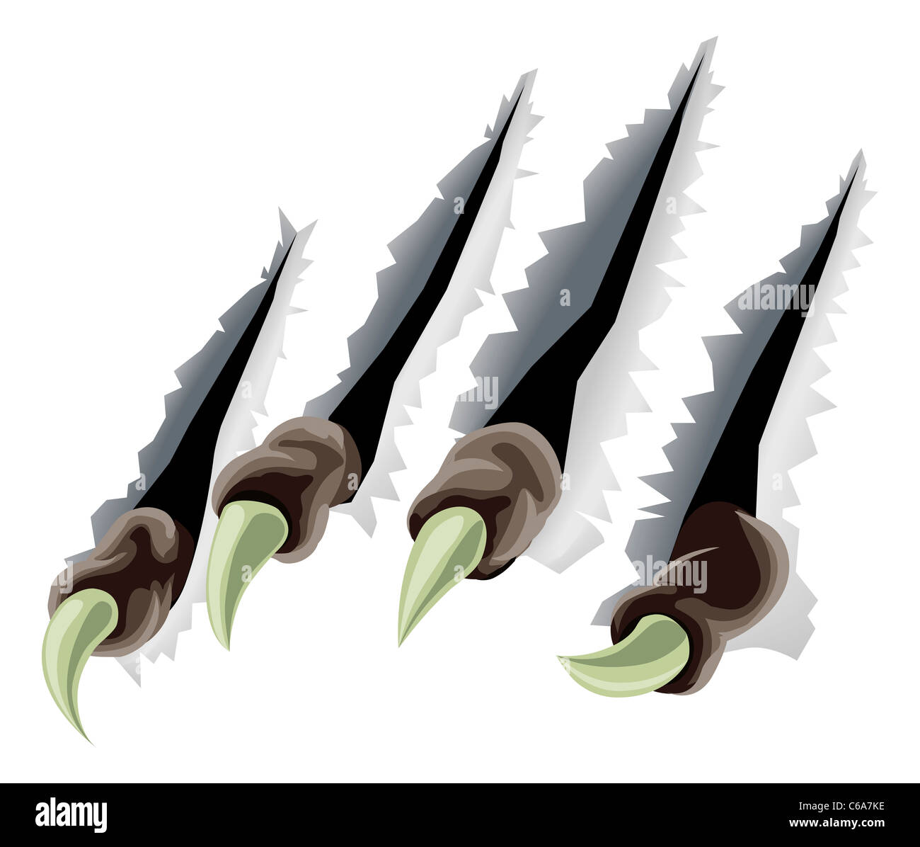 A scary creature's claws tearing through background making slashes or ...