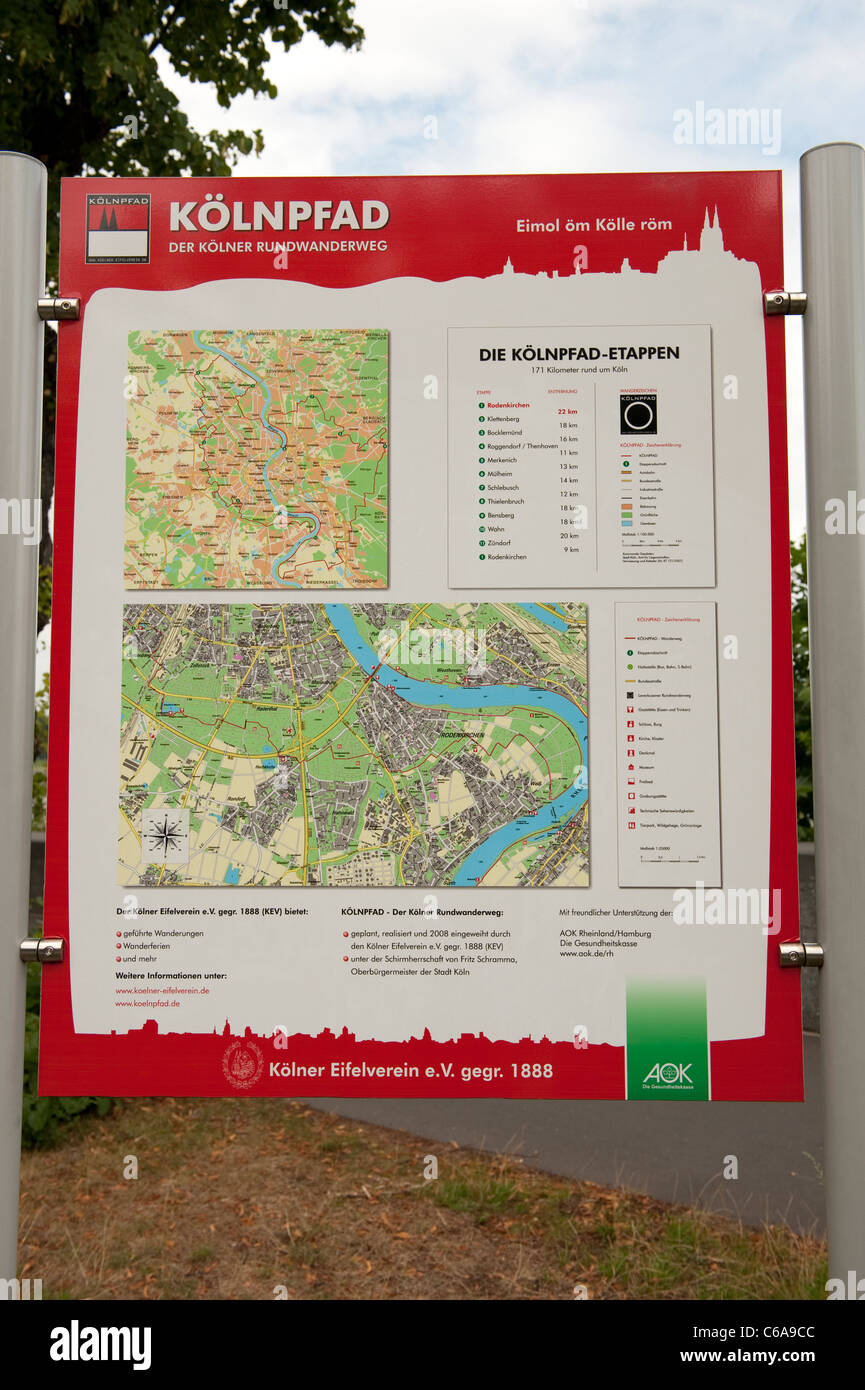 Kolnpfad tourist map Rodenkirchen Koln Cologne Germany Deutschland ...