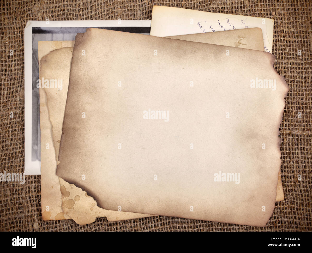 Still-life with old blank papers close-up Stock Photo - Alamy