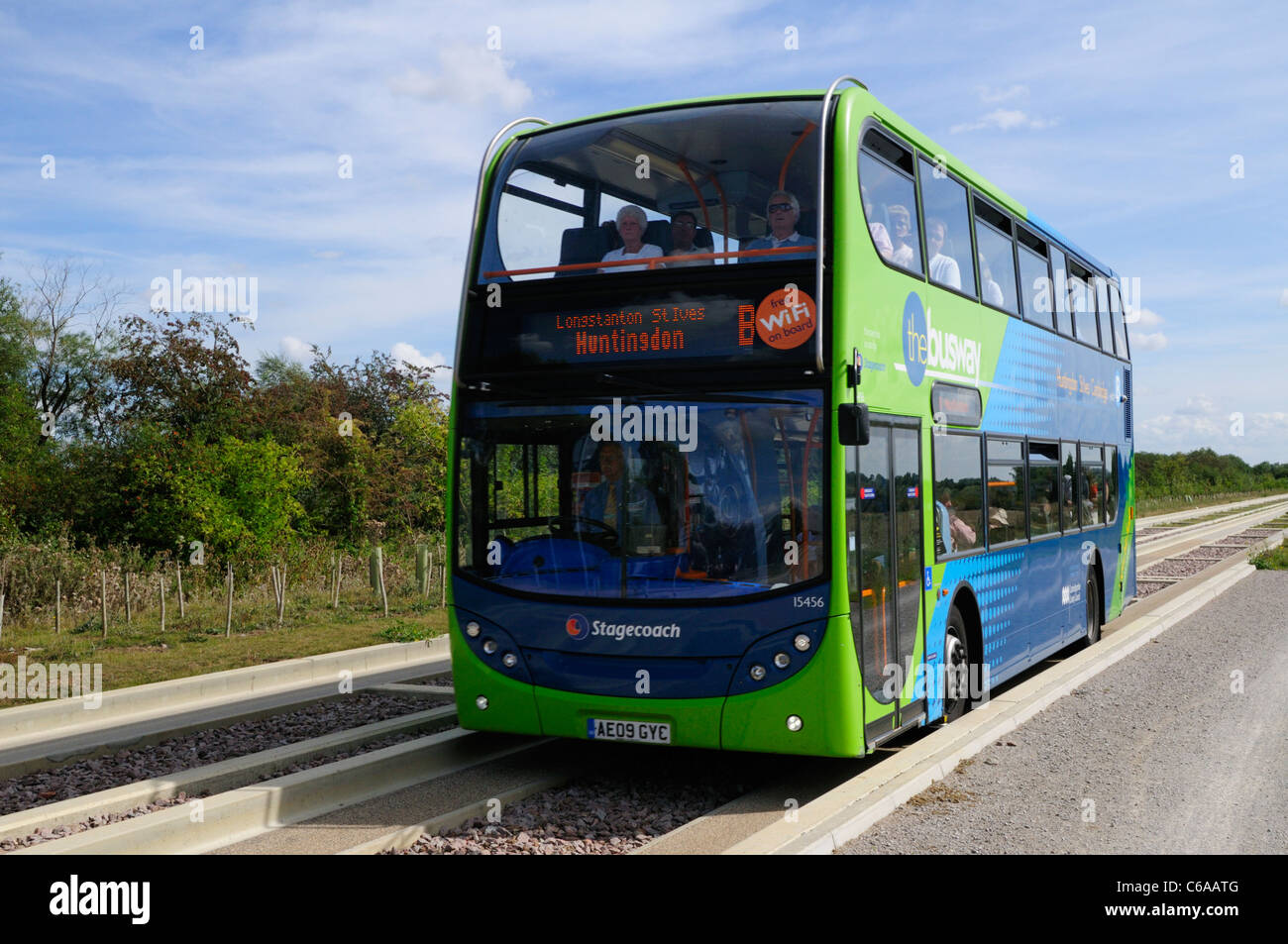 A Double Decker Bus on The Cambridge Guided Busway, Fen Drayton Stock ...